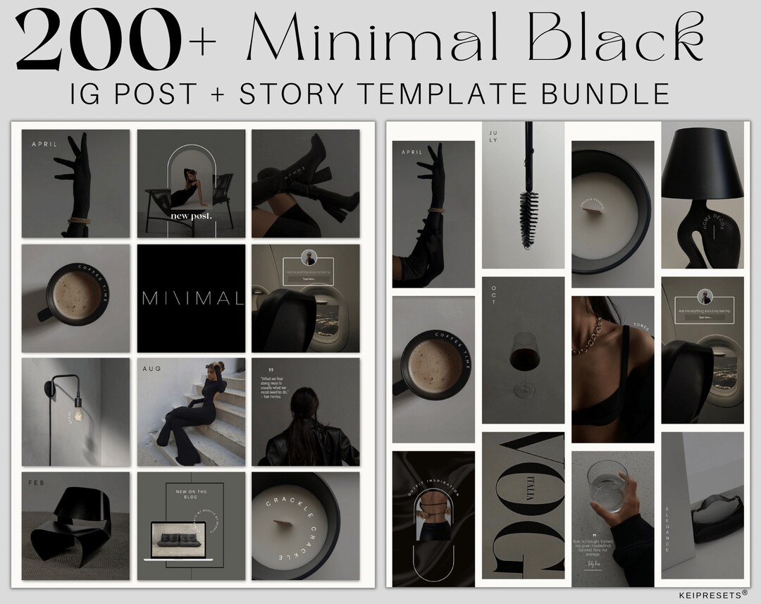 200 Best Seller Black Instagram Post Templates | Dark Aesthetic ...