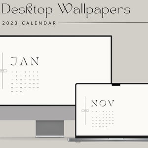 2023 Monthly Desktop Calendar Wallpaper Minimal Neutral Calendar ...