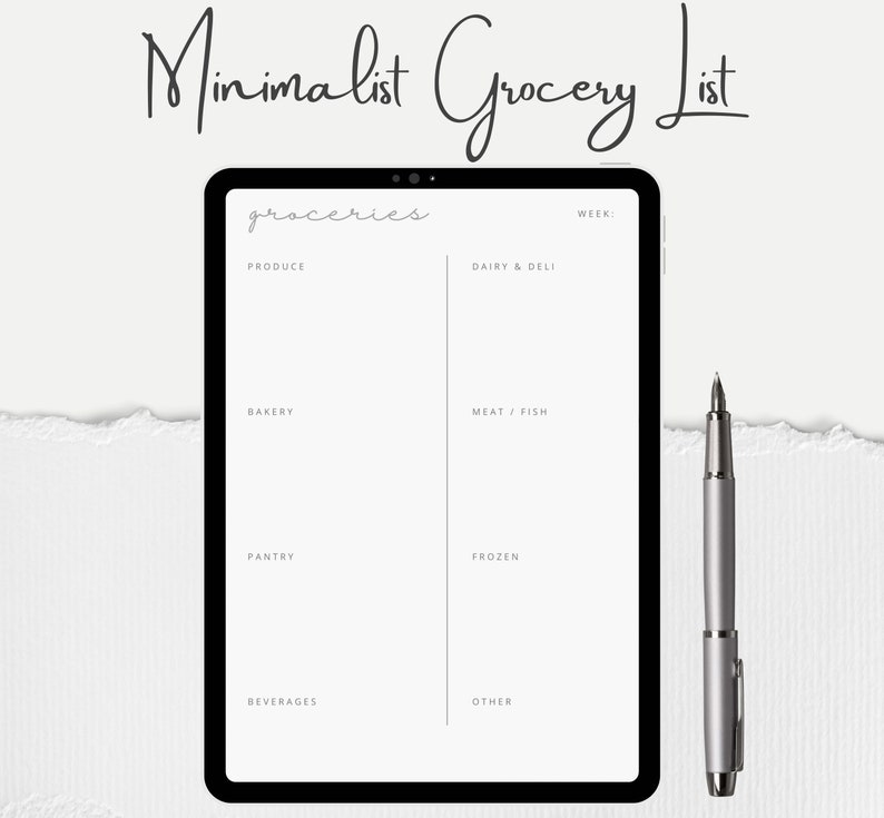 Minimalist Grocery List Printable Meal Planner Life - Etsy