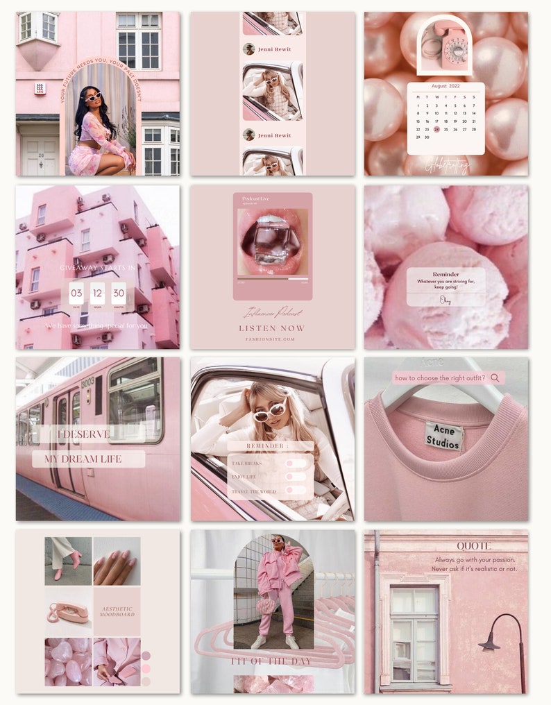 80 Instagram Post Templates Pink Instagram Post Engagement | Etsy