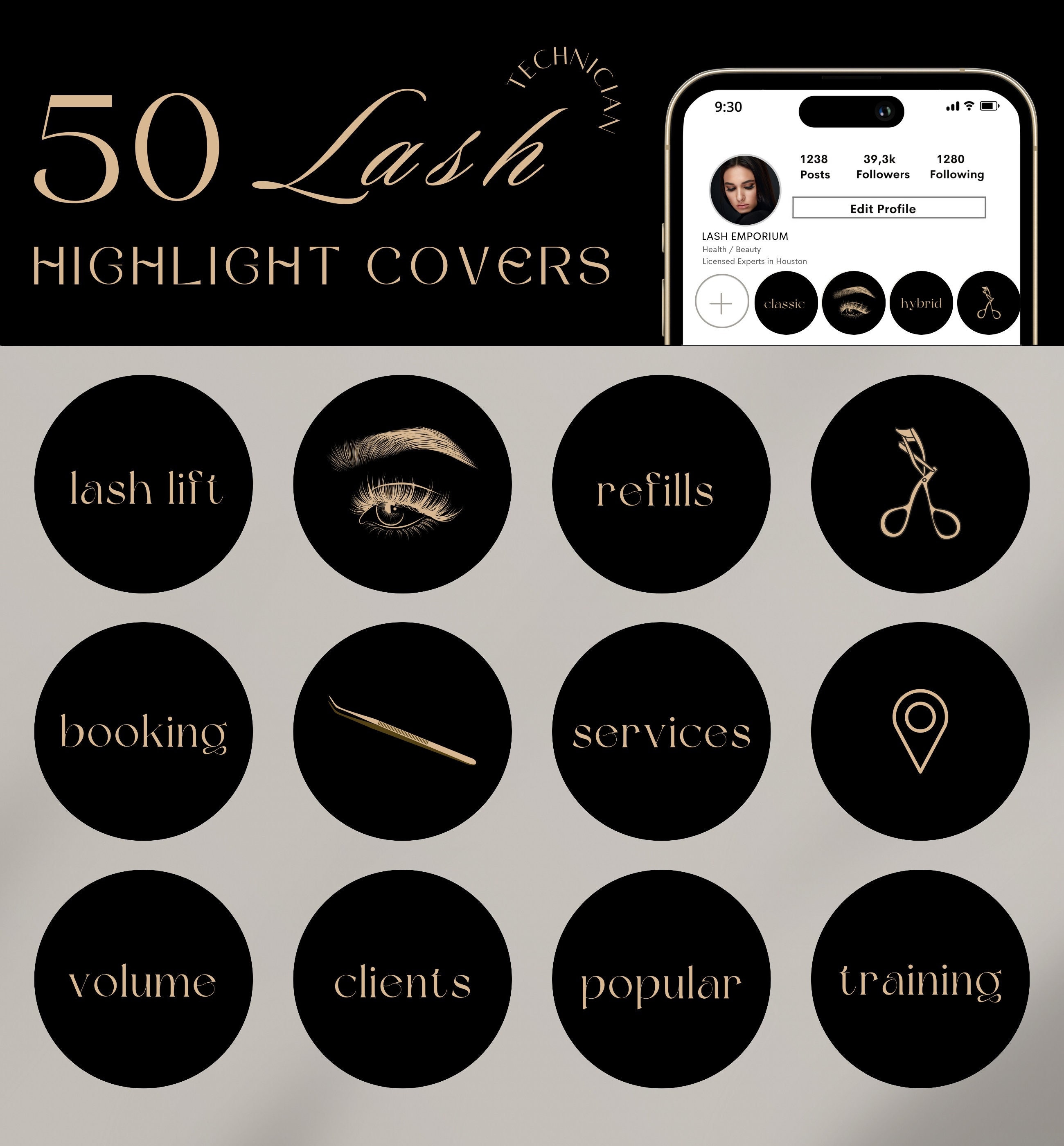 50 Lash Tech Instagram Highlight Covers|beauty Salon Highlight Icons ...