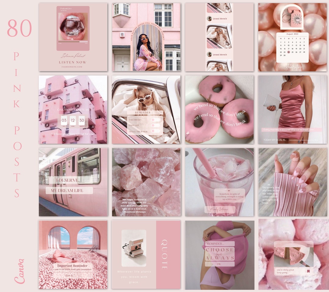 80 Instagram Post Templates| Pink Instagram Post Engagement | Instagram ...