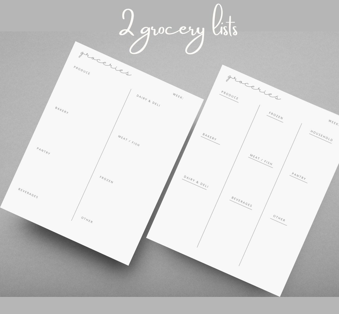 Minimalist Weekly Meal Planner Printable & Grocery Shopping - Etsy