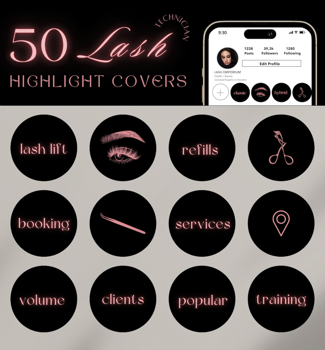 50 Pink Lash Tech Instagram Highlight Covers| Beauty Salon Highlights ...