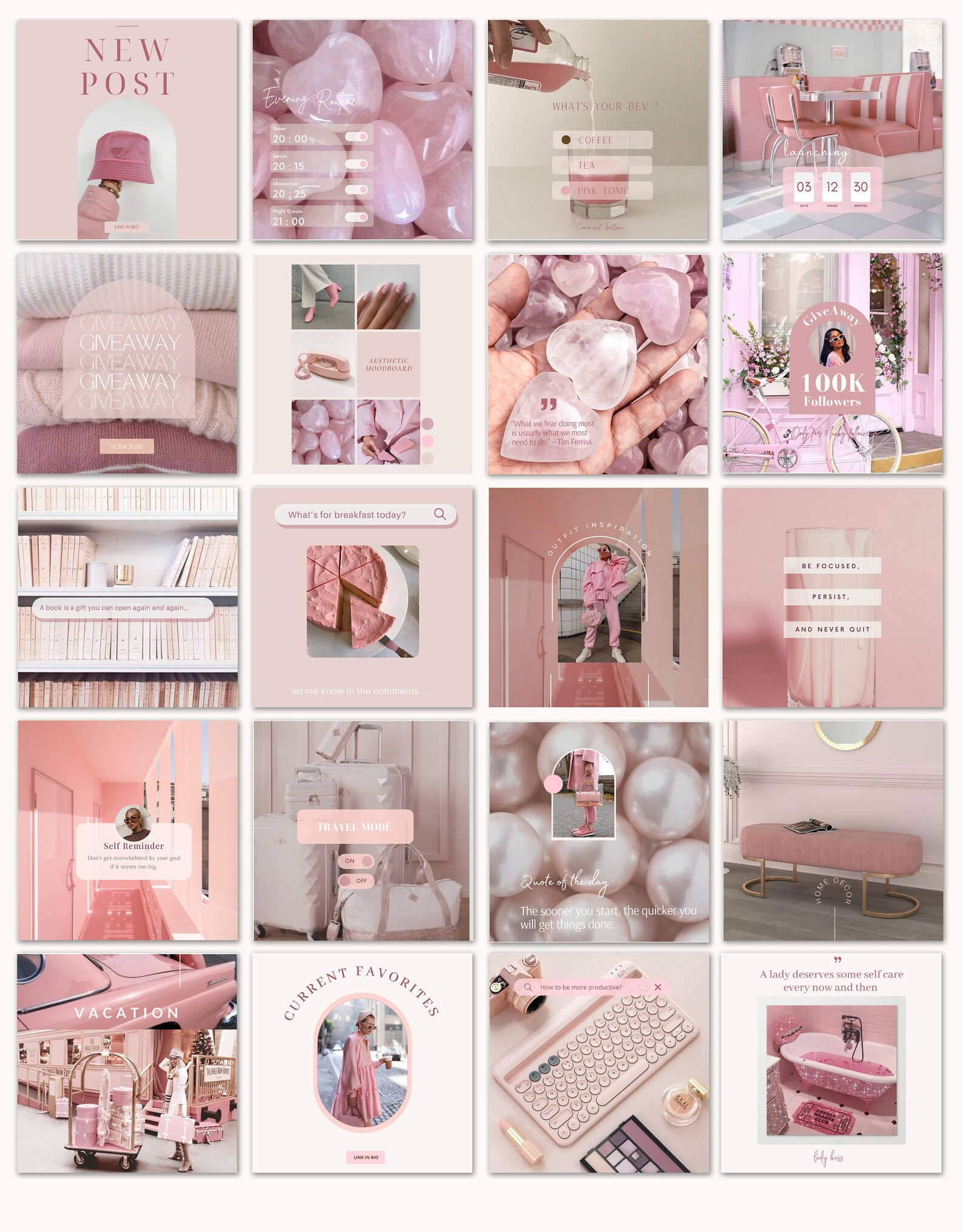 80 Instagram Post Templates Pink Instagram Post Engagement - Etsy