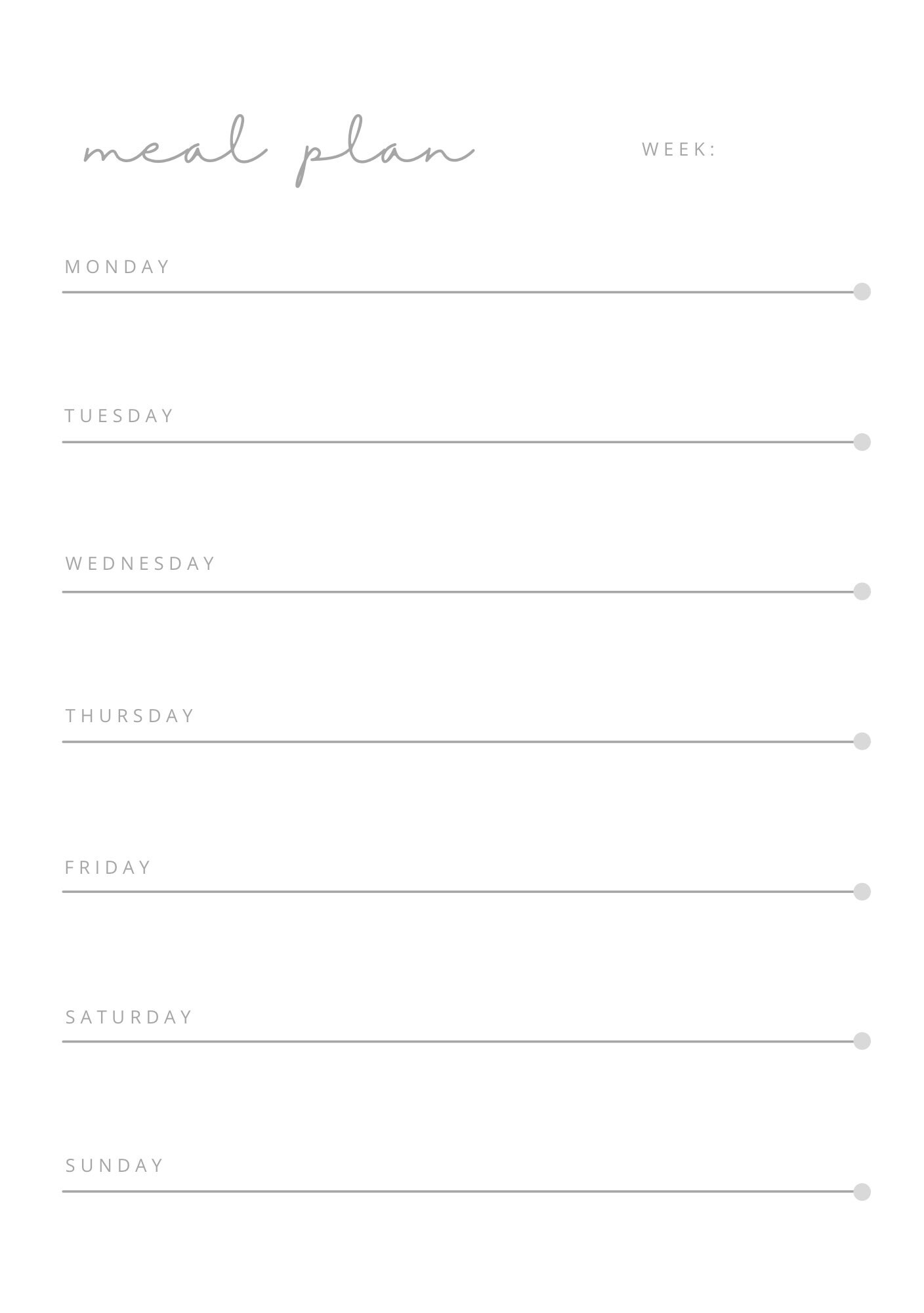 Minimalist Meal Plan Printable Weekly Meal Planner Instant - Etsy