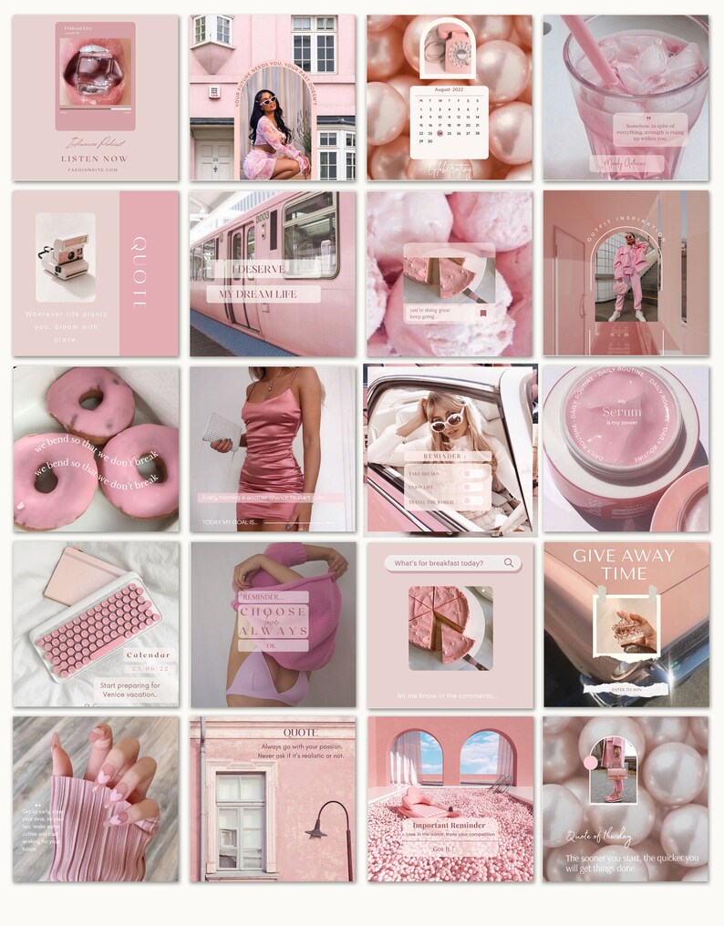 80 Instagram Post Templates Pink Instagram Post Engagement | Etsy