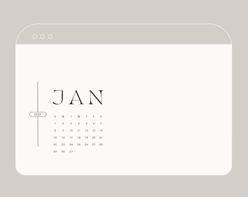 2023 Monthly Desktop Calendar Wallpaper Minimal Neutral - Etsy