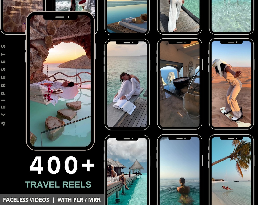 400 Faceless Travel Videos Instagram Reels Aesthetic Digital Marketing ...