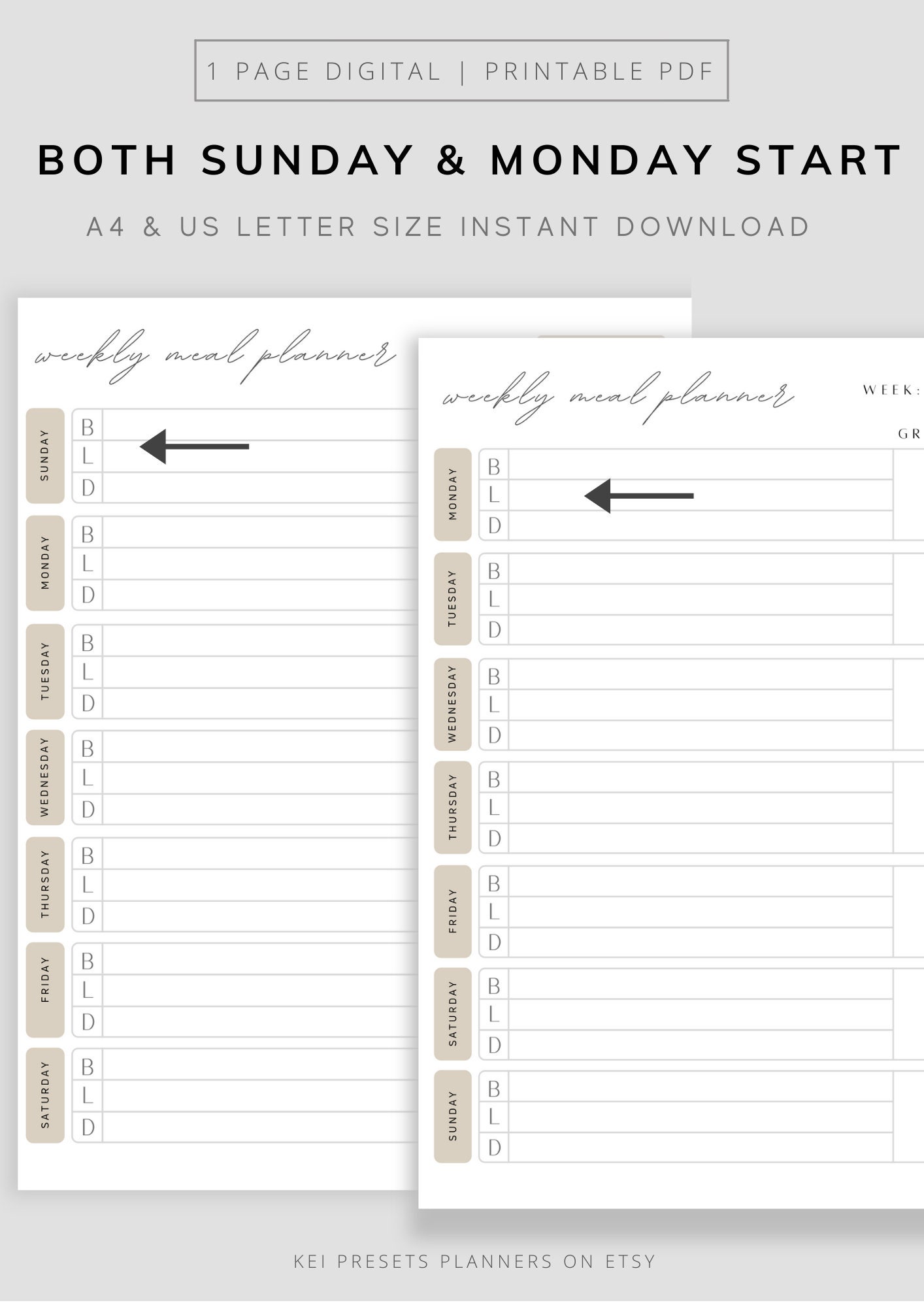 Minimalist meal planner printable - assegreatest
