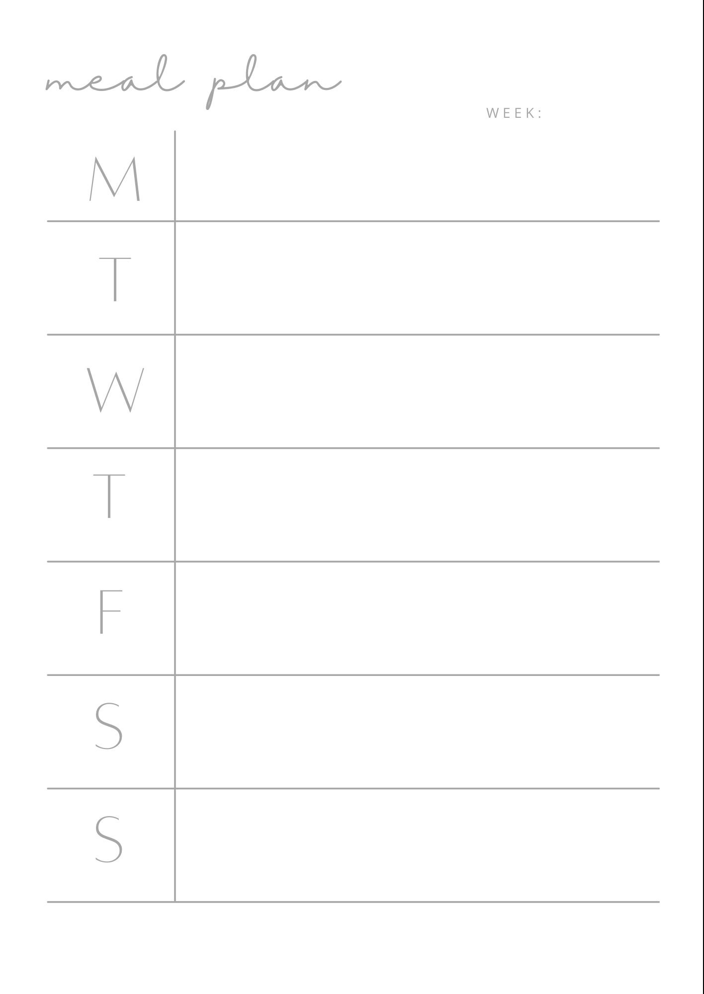 Minimalist Meal Plan Printable Weekly Meal Planner Instant - Etsy