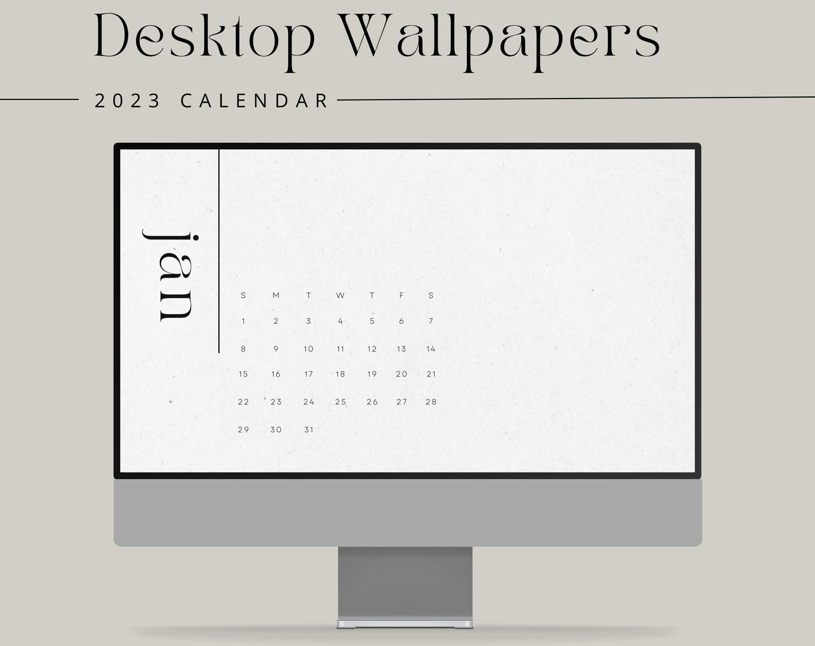 2023 Monthly Desktop Calendar Wallpaper Minimal Neutral - Etsy