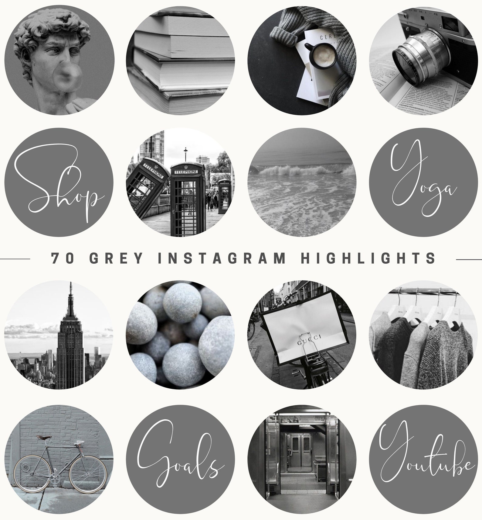 70 Grey Instagram Story Highlight Covers | Instagram Story Highlight ...
