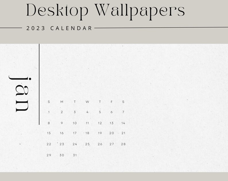 2023 Monthly Desktop Calendar Wallpaper Minimal Neutral - Etsy