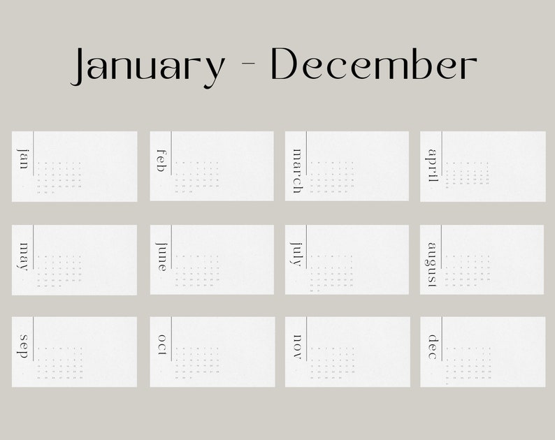 2023 Monthly Desktop Calendar Wallpaper Minimal Neutral - Etsy