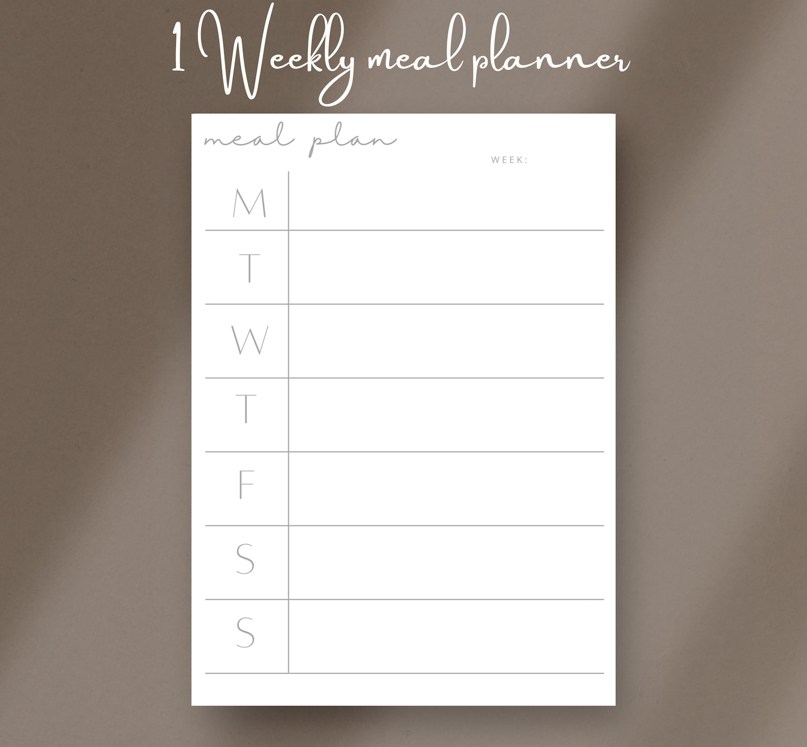 Minimalist Weekly Meal Planner Printable & Grocery Shopping - Etsy