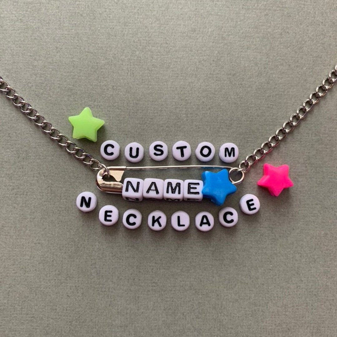Handmade Custom Safety Pin Choker Necklace/ Name Safety Pin - Etsy