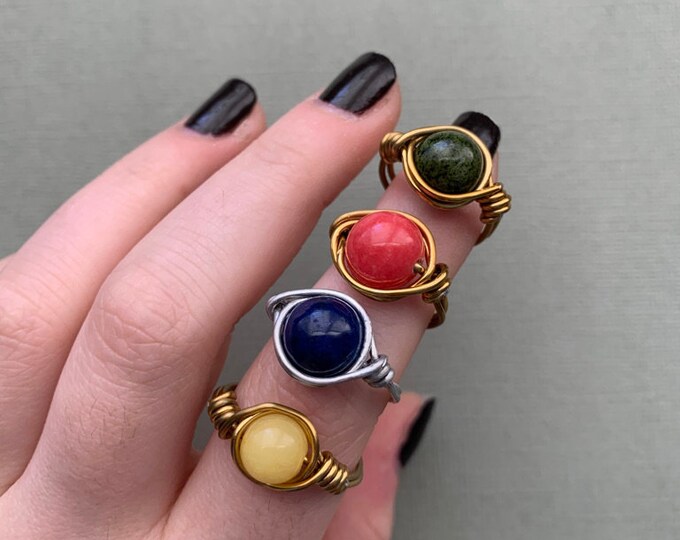 Hogwarts House Ring/wire Wrapped Ring/gemstone Ring/gold and Silver ...