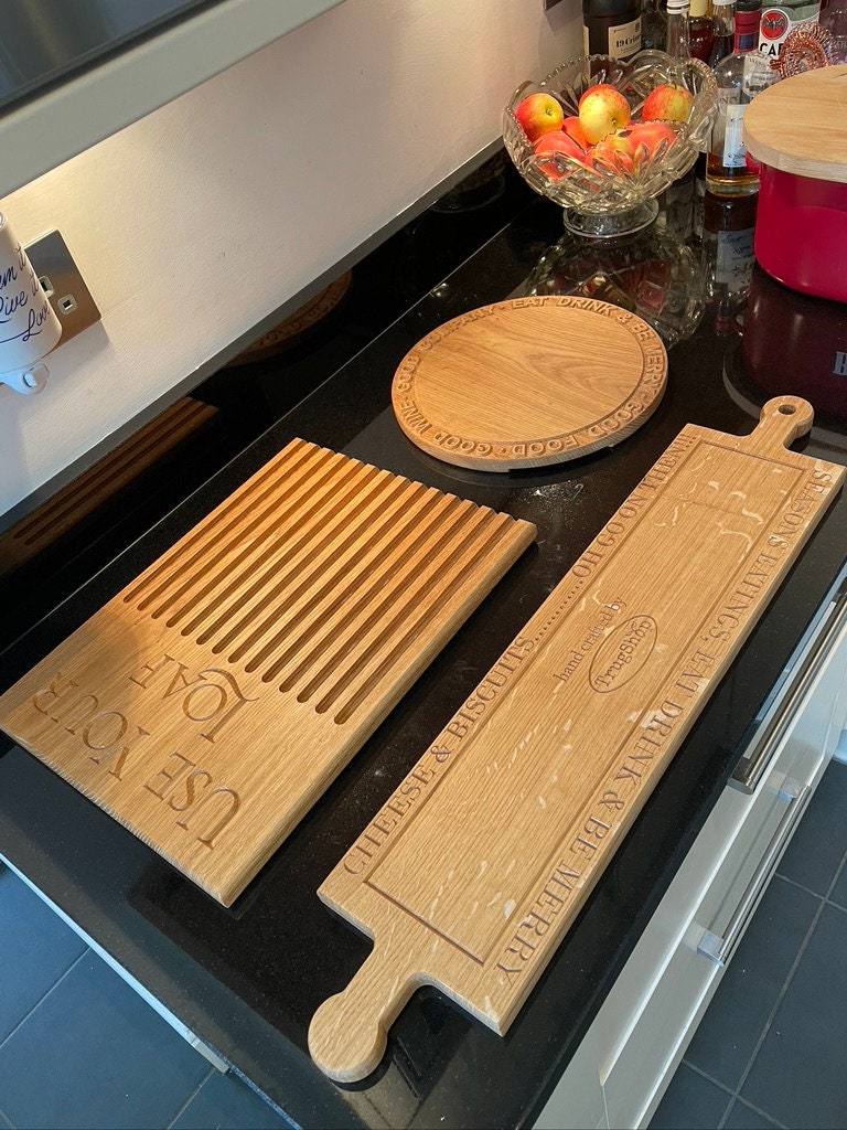 Solid Oak Bread Board, Personalised With Crumb Catching Grooves — Trugshop