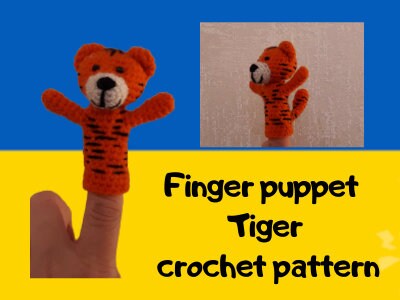 Crochet Pattern Finger Puppet Tiger Speech Therapy Toy Montessori ...