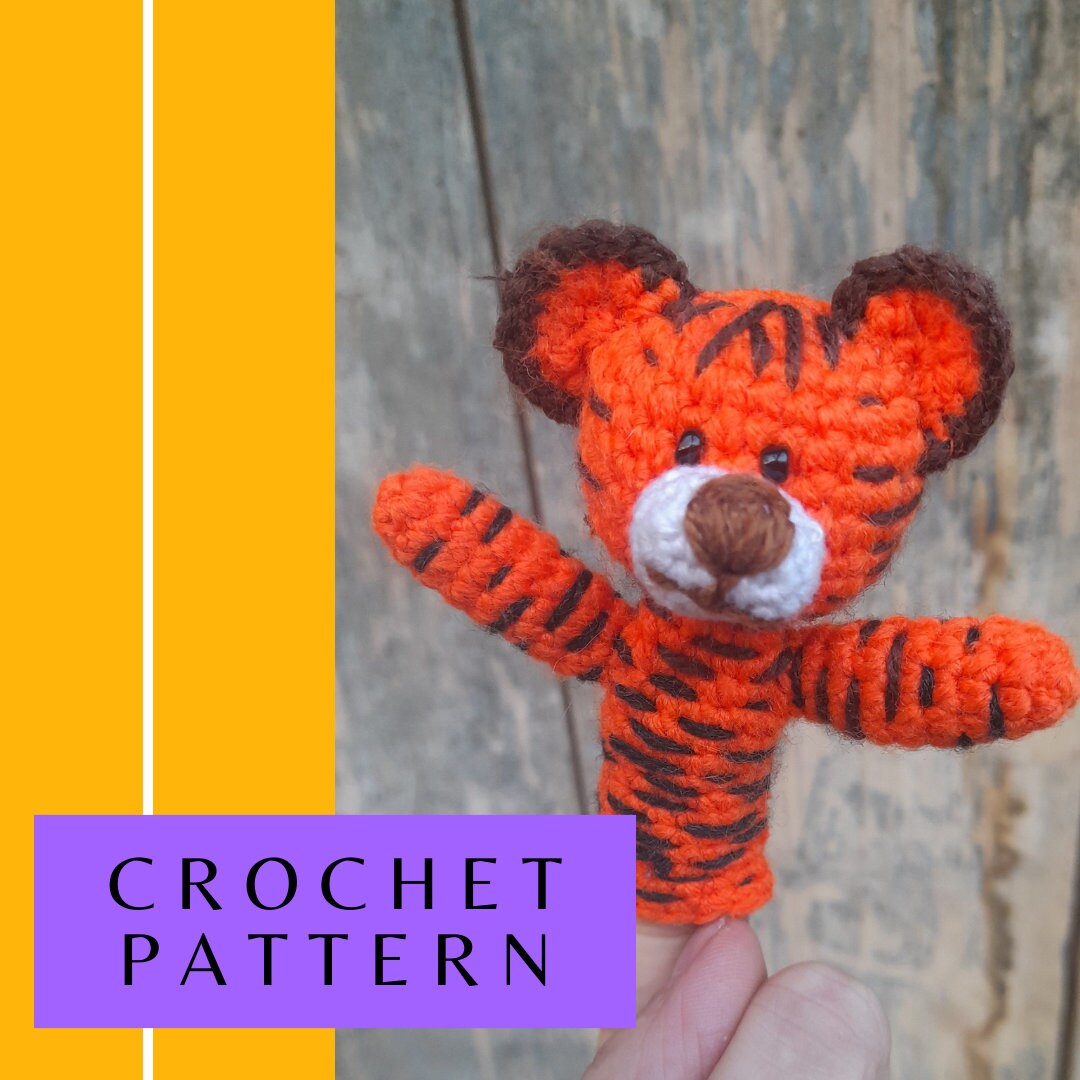 Crochet Pattern Finger Puppet Tiger Speech Therapy Toy Montessori ...