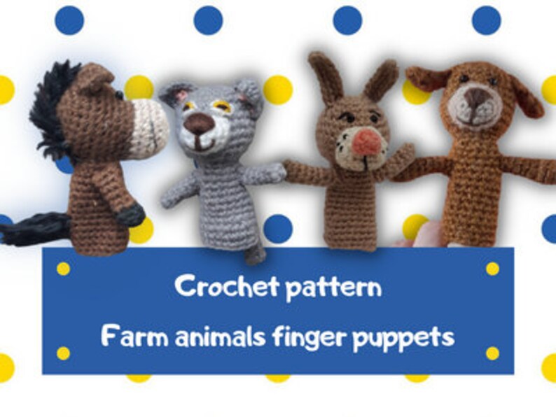 Crochet Pattern Finger Puppets Farm Animal Theme for Puppet - Etsy ...