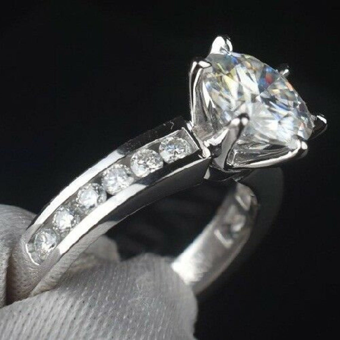 3 CT Round Moissanite Engagement Ring 925 Sterling Silver / 3 | Etsy
