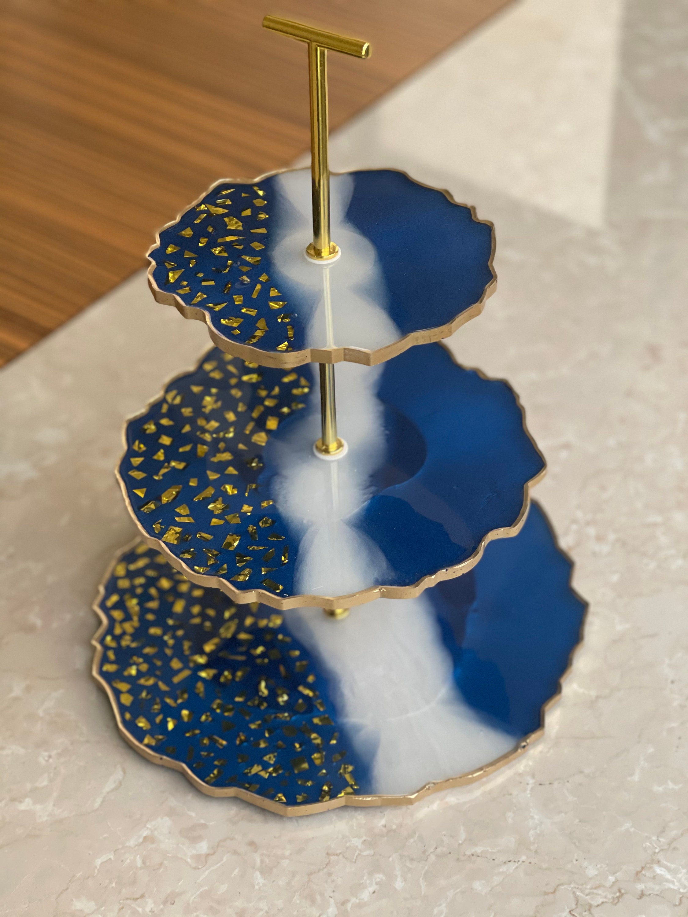 Geode Style 3 Tier Cake Stand Resin Made - Etsy