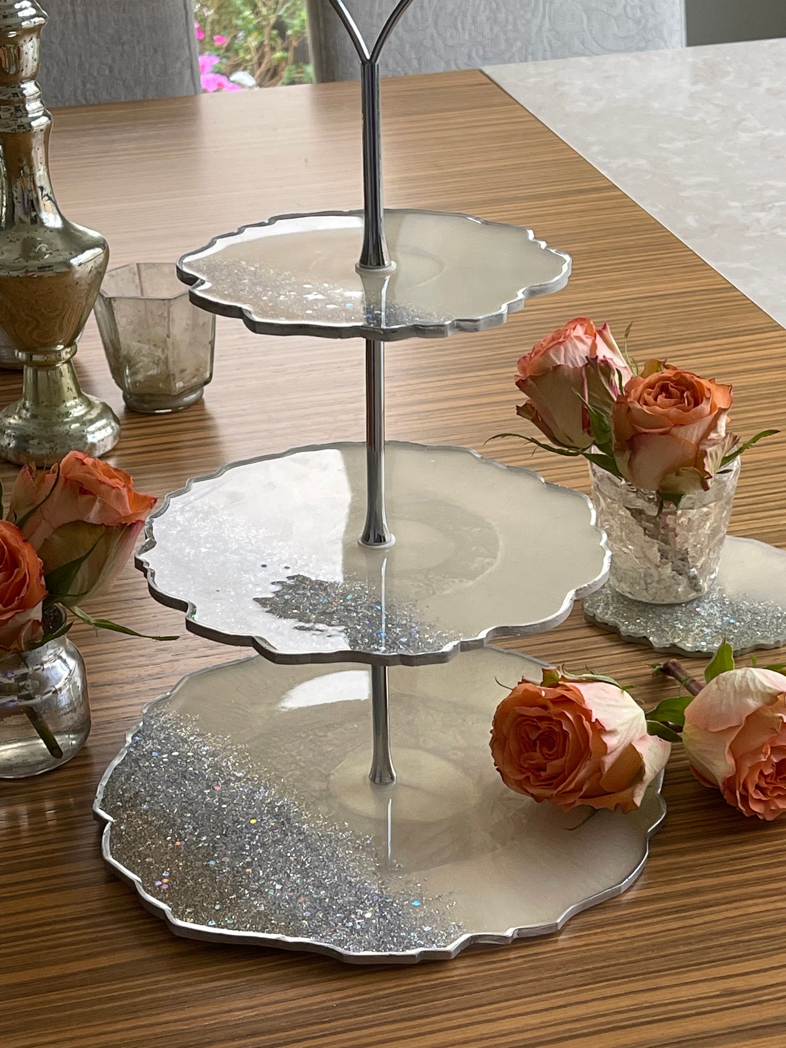 Super Glam Geode Style 3 Tier Cake Stand Resin Made - Etsy