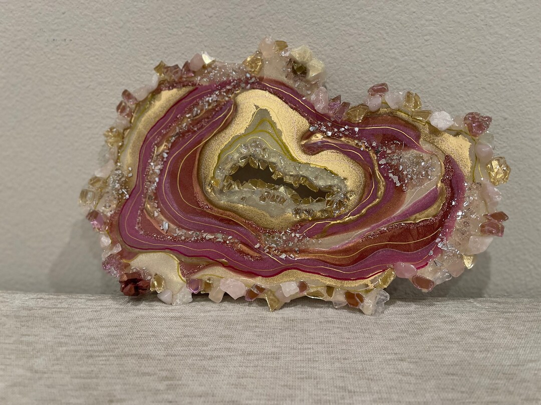 Geode Crystal Agate, Resin Geode Wall Art, Gemstone Painting, Abstract ...