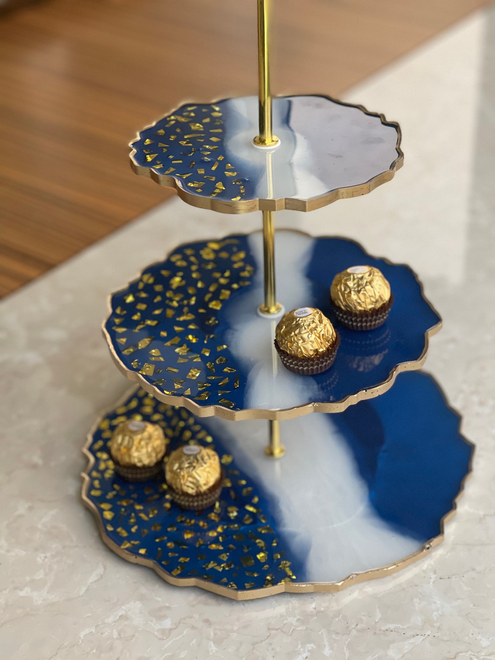 Geode Style 3 Tier Cake Stand Resin Made - Etsy