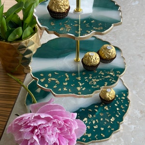 Geode Style 3 Tier Cake Stand Resin Made - Etsy