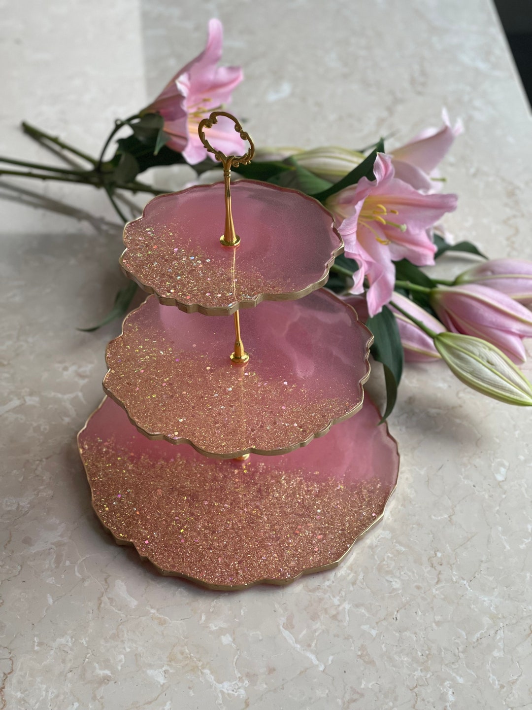 Super Glam Geode Style 3 Tier Cake Stand Resin Made - Etsy