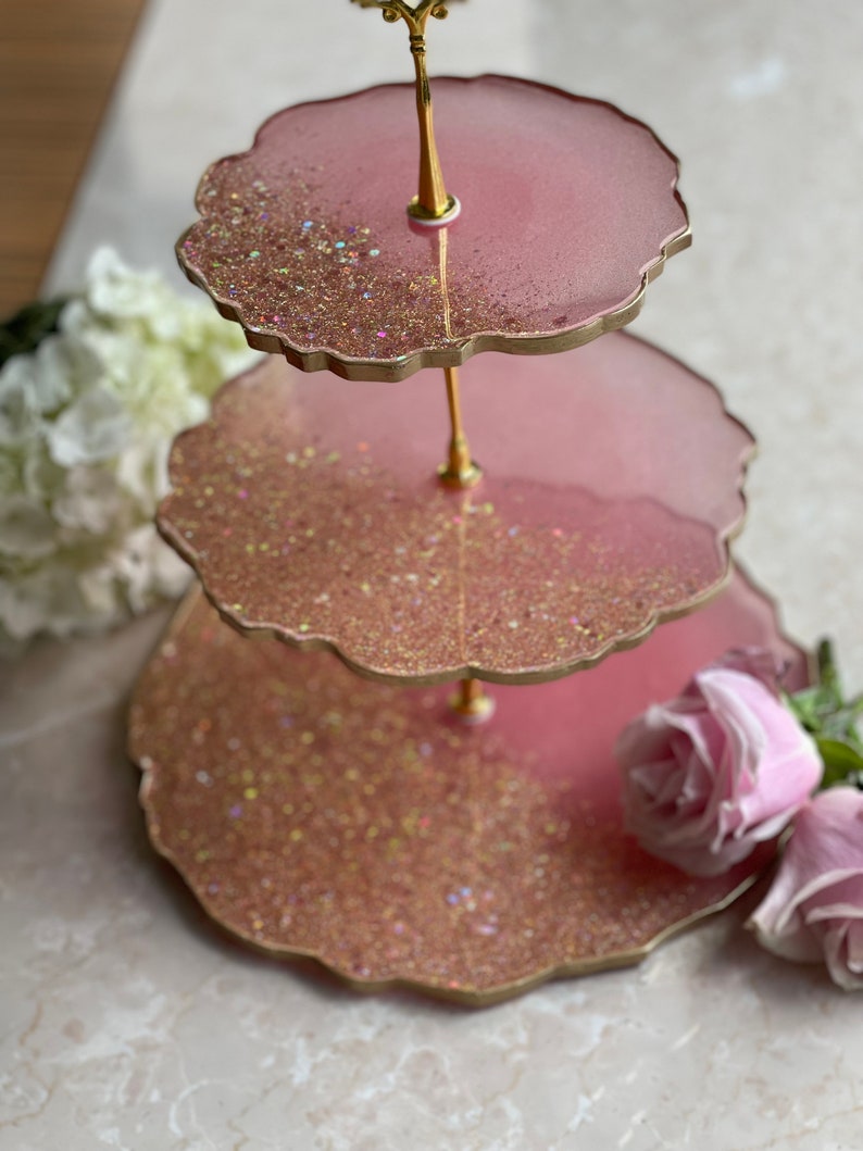 Super Glam Geode Style 3 Tier Cake Stand Resin Made - Etsy