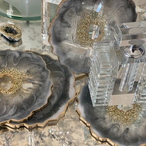 Geode Resin Coaster Set, Set of 4 Epoxy Resin Geode Coasters. High ...