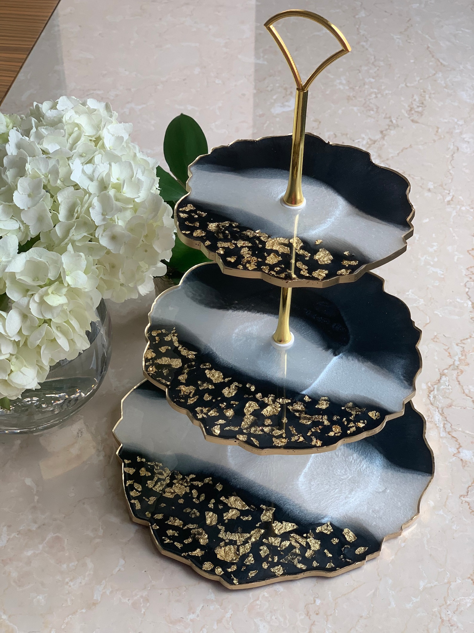 Geode Style 3 Tier Cake Stand Resin Made - Etsy