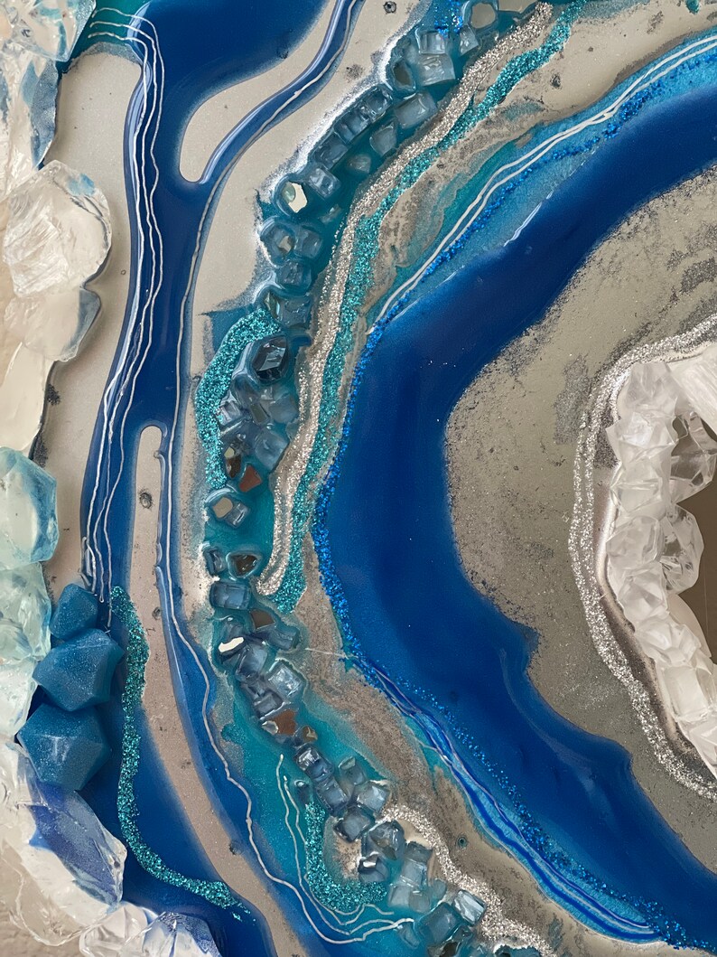 Geode Crystal Agate Resin Geode Wall Art Gemstone Painting - Etsy