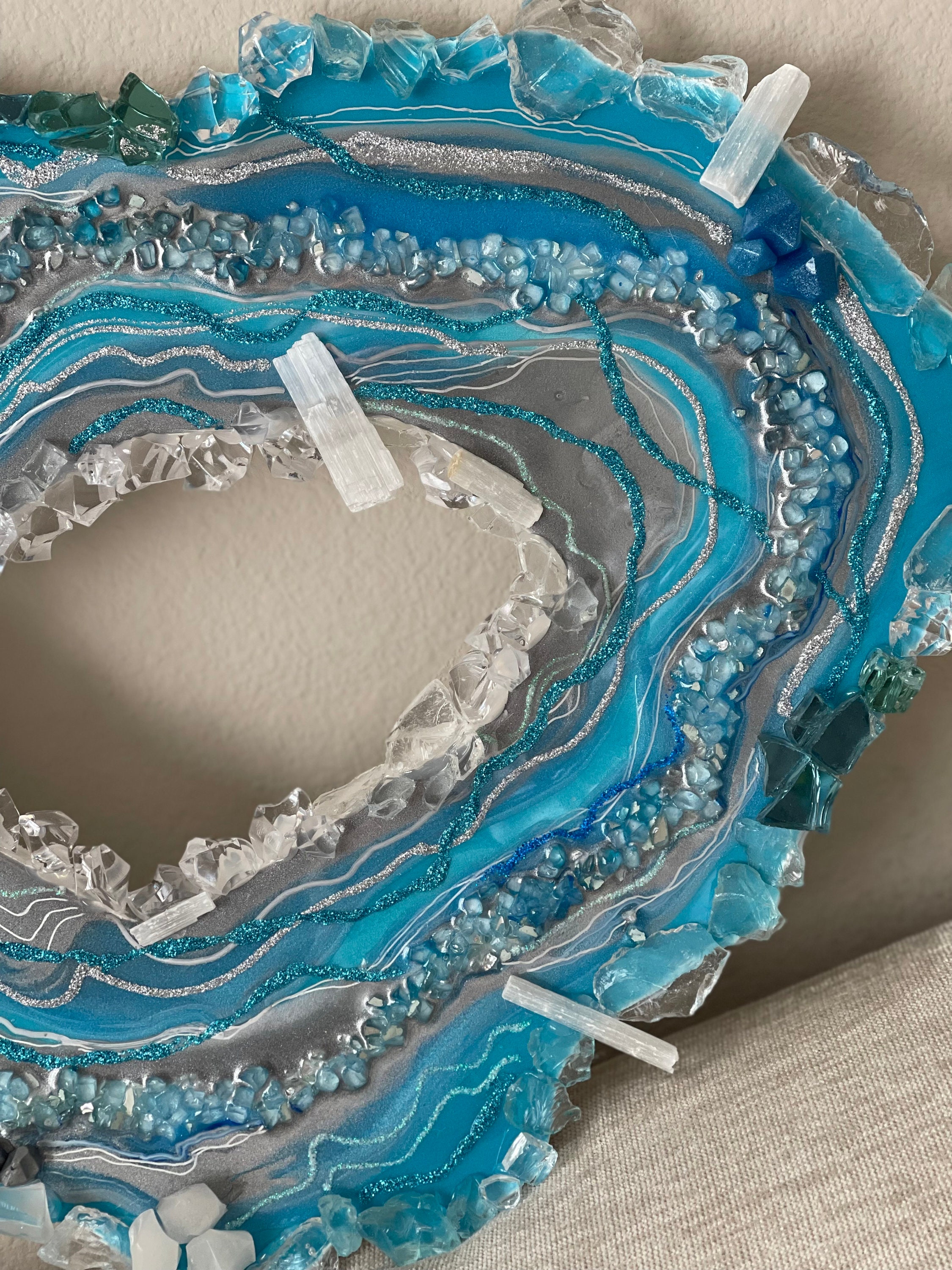 Geode Crystal Agate, Resin Geode Wall Art, Gemstone Painting, Abstract ...