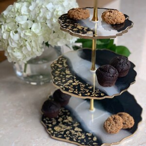 Geode Style 3 Tier Cake Stand Resin Made - Etsy