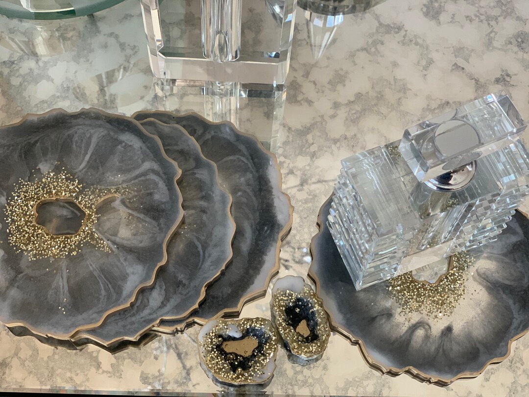 Geode Resin Coaster Set, Set of 4 Epoxy Resin Geode Coasters. High ...
