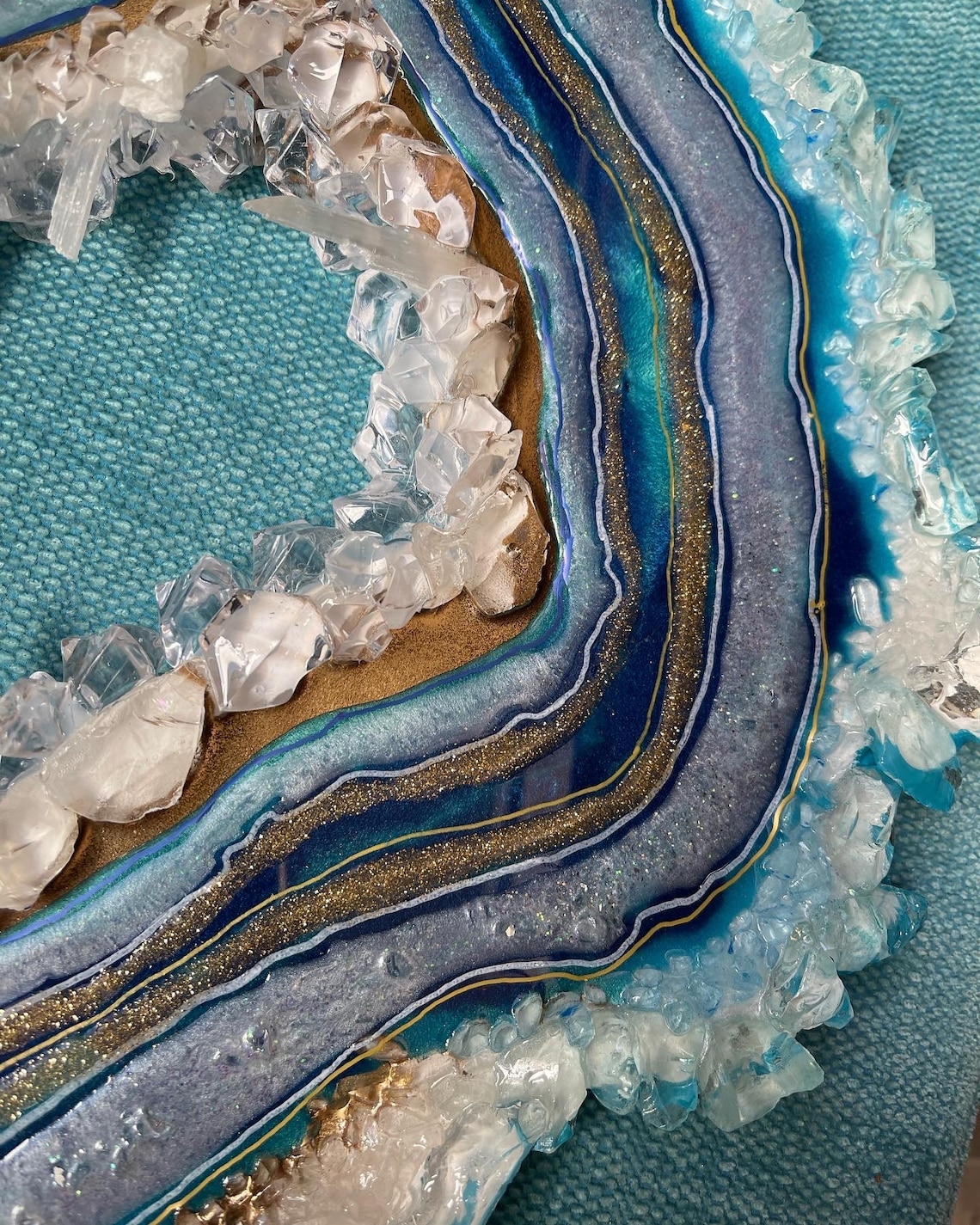 Geode Crystal Agate Resin Geode Wall Art Gemstone Painting - Etsy
