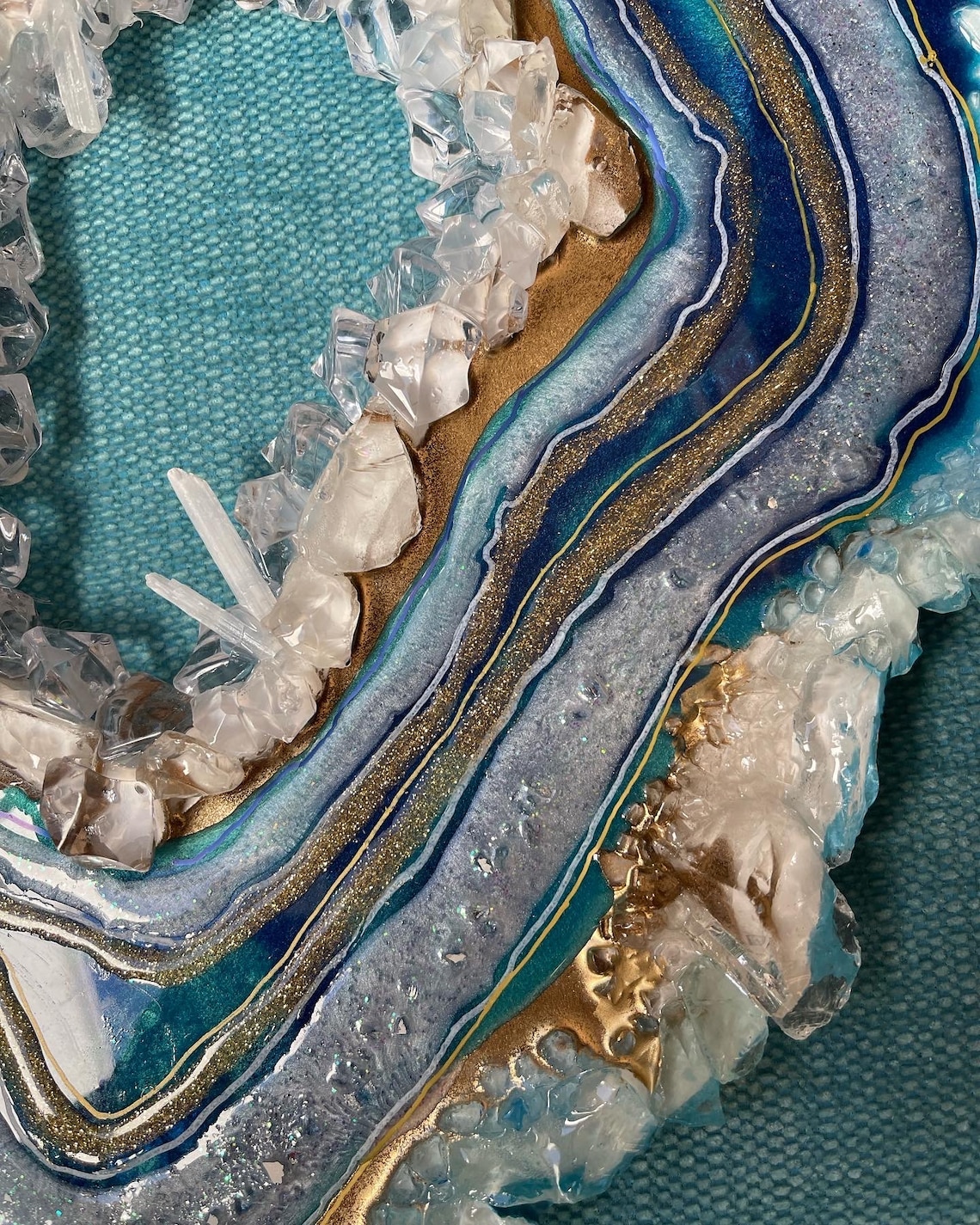 Geode Crystal Agate Resin Geode Wall Art Gemstone Painting - Etsy