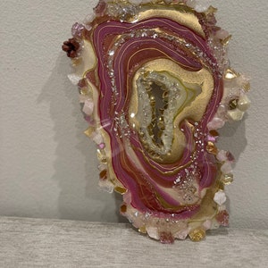 Geode Crystal Agate, Resin Geode Wall Art, Gemstone Painting, Abstract ...