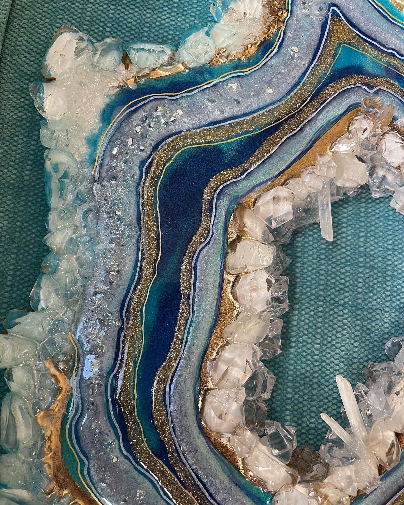 Geode Crystal Agate, Resin Geode Wall Art, Gemstone Painting, Abstract ...