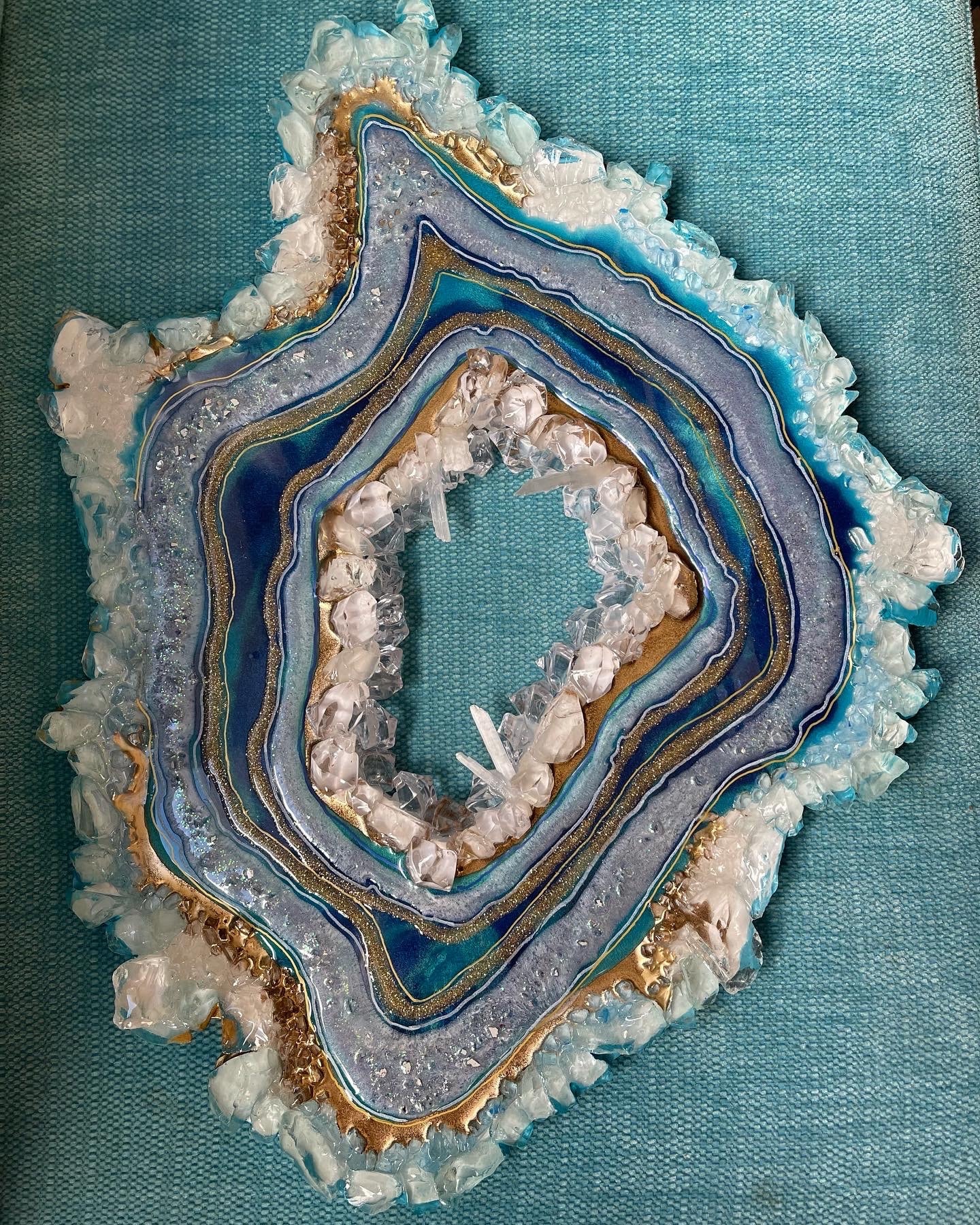 Geode Crystal Agate, Resin Geode Wall Art, Gemstone Painting, Abstract ...