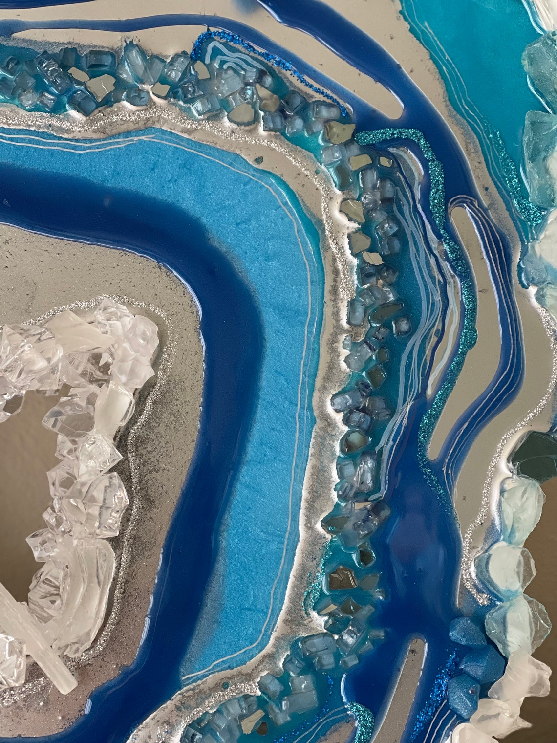 Geode Crystal Agate Resin Geode Wall Art Gemstone Painting - Etsy