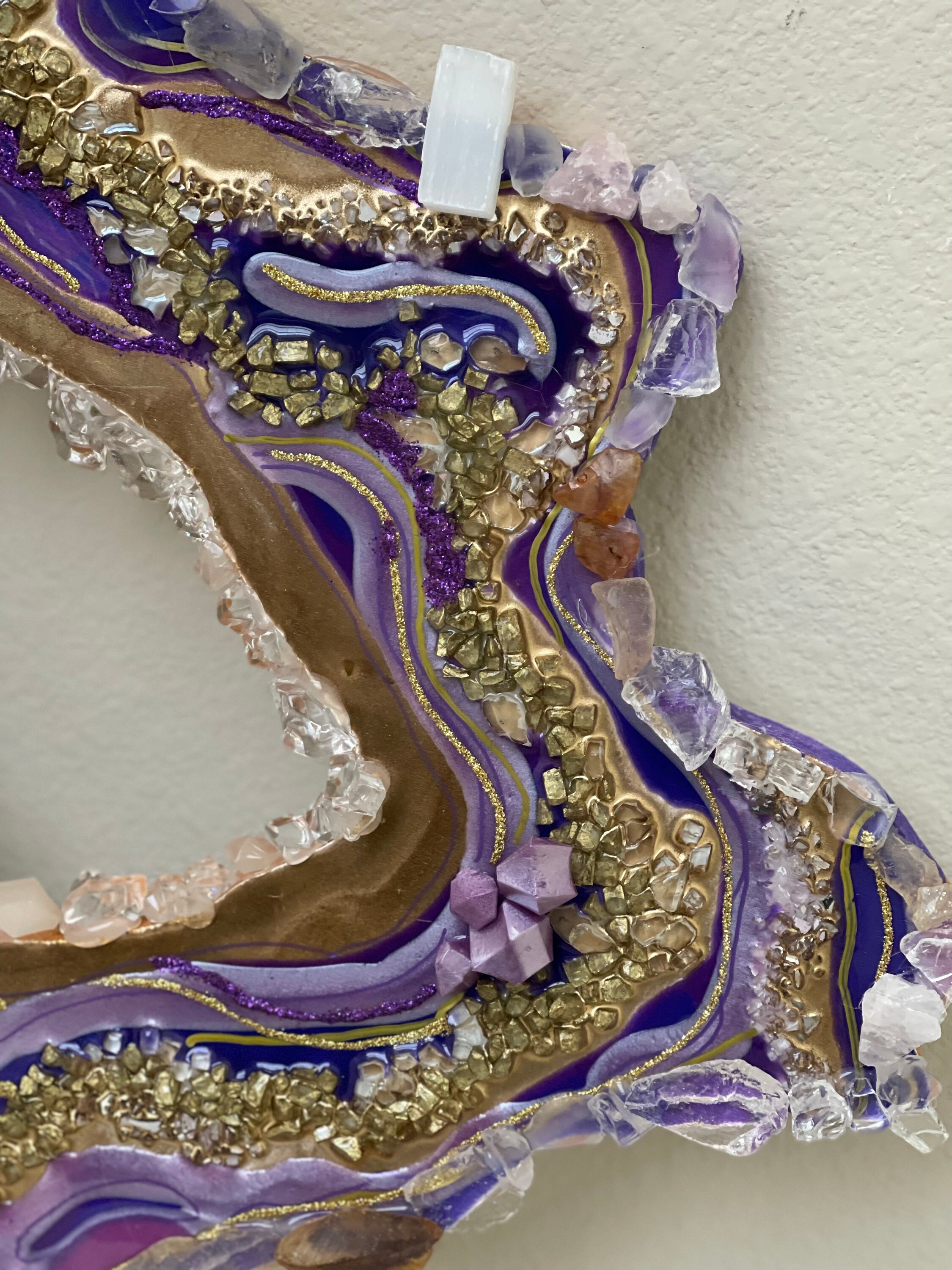 Geode Crystal Agate, Resin Geode Wall Art, Gemstone Painting, Abstract ...