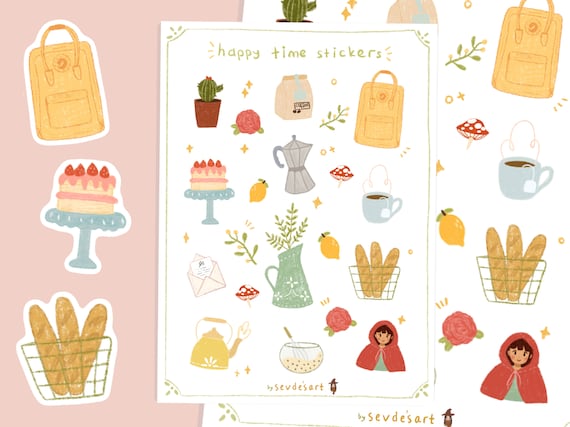 Stickers Paper Happy Time Stickers Stickers, Labels & Tags etna.com.pe