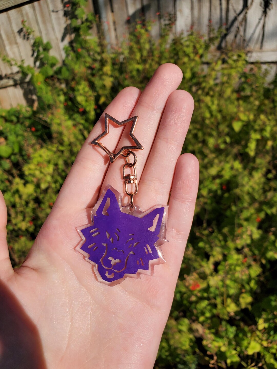 Purple Wolf Dog Keychain | Hand-made Shrinky Dink Keychains - Etsy