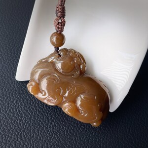 84g Large High Grade Natural Brown Sugar Nephrite Hand Carved Denglong ...